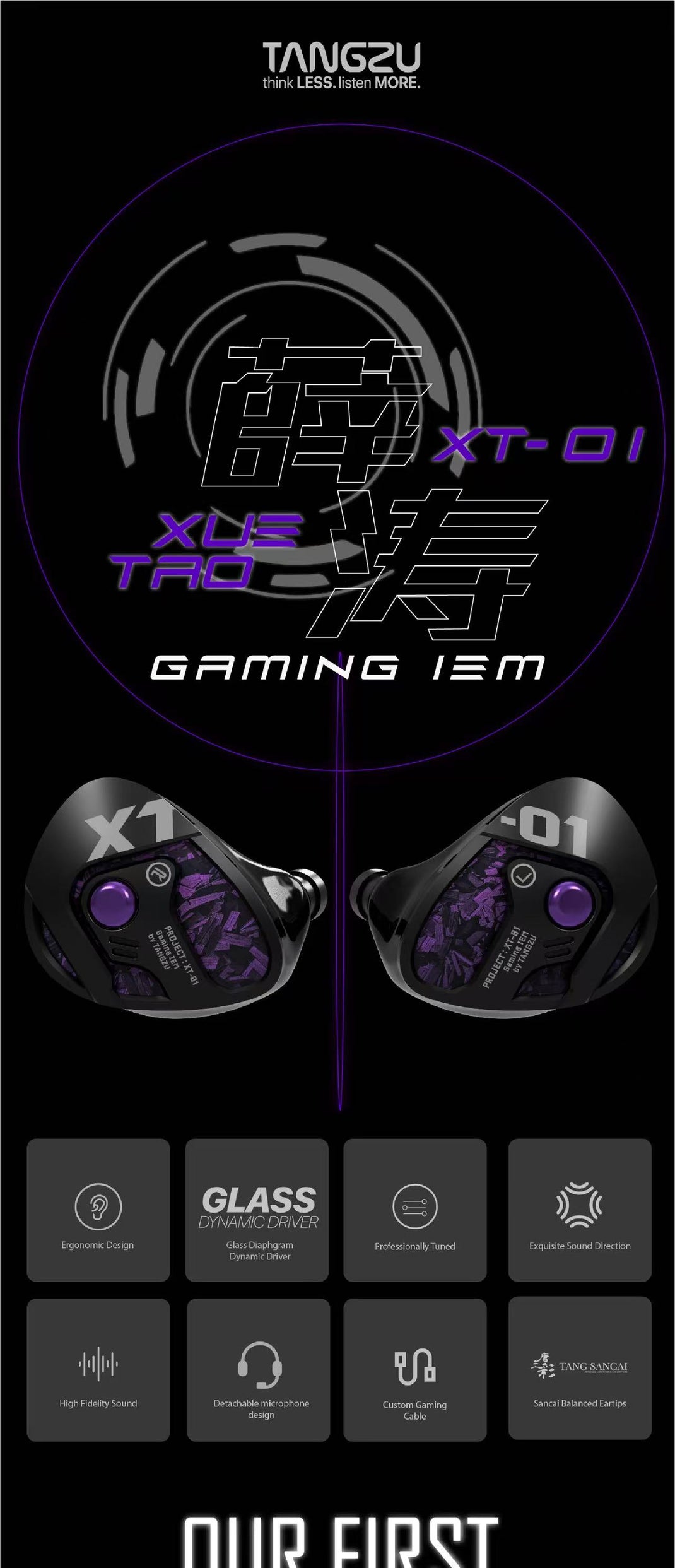 TANGZU Xue Tao 10mm Single Dynamic Driver Glass Diaphragm Unit Gaming